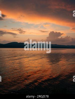 Sunset on Lake Champlain from D.A.R. State Park, Addison, Vermont Stock ...