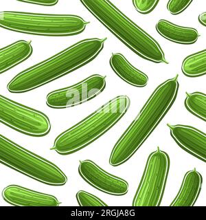 Seamless pattern. Fresh cucumber, whole and slices. Ripe green vegetable cucumber, round slice ...