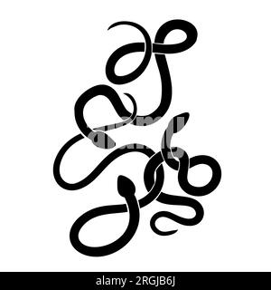 Vector illustration with cartoon tangled snakes. Colorful clipart with ...