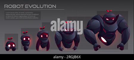 Black ai robot evolution character tech infographic vector. future ...