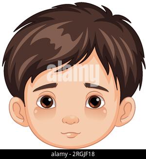 Illustration of a young boy with a neutral facial expression in a ...