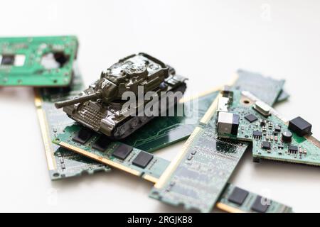 computer chips and a toy tank Stock Photo - Alamy