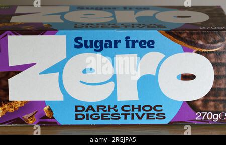 Pack of Zero Sugar free chocolate digestive biscuits Stock Photo - Alamy