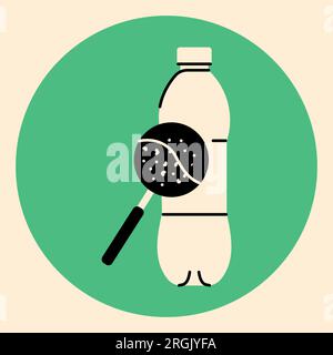 Microplastic in water bottle black line icon. Ocean pollution ...