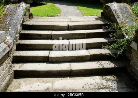 Rustic open air stone staircase in the sunshine Stock Photo - Alamy