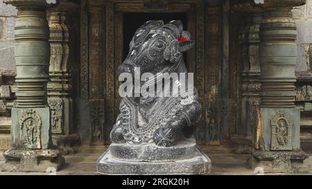 Sculpture of Nandi in Front of Kaleshwara Swami Temple, Hire Hadagali ...