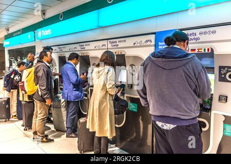 Automatic ticket machine at a metro station in Madrid, Spain Stock ...