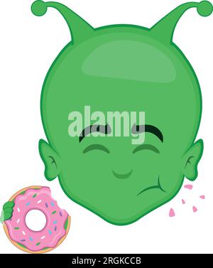 Green donut. Cartoon. Vector illustration. Isolated on white background ...