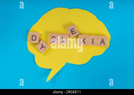 Dyslexia concept background, difficulty with fast reading, writing ...