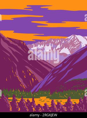 WPA poster art of the Andes mountain or Andean Mountain Range between ...