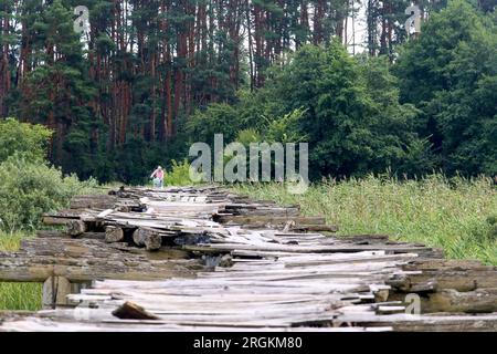 KAPLYNTSI, UKRAINE - AUGUST 8, 2023 - The bridge across the Udai River ...
