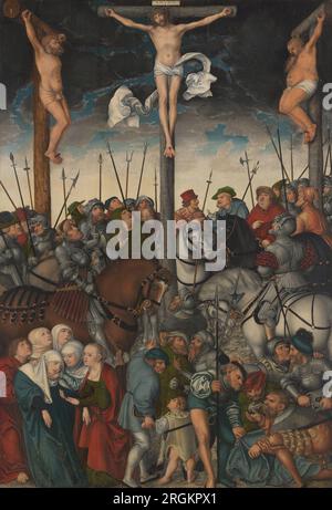 Lucas Cranach, the Elder. The Crucifixion. 1538. Germany. Oil on panel In this crowded scene ...
