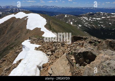 Snow patches on Mount Sniktau Stock Photo - Alamy