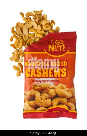 Packet of Go Nuts Roasted & Salted Cashews nuts isolated on white ...