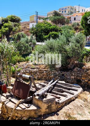 Water management, ancient artesian pit, Syros island, Greece, Southern ...