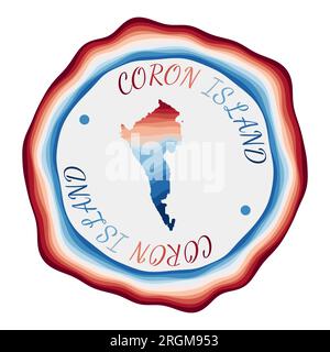 Coron Island map. Map of the island with beautiful geometric waves in ...