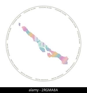 Stocking Island icon. Round logo with map and title. Stylish Stocking ...