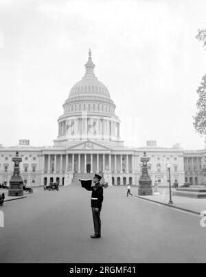 The image shows the funeral of President Warren G. Harding, a somber ...