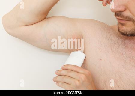 Allergic reaction to deodorant. A red rash in the armpit of a 65-year ...