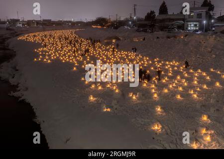 Kamakura, local winter festival, miniature snow domes(igloo), water god ...