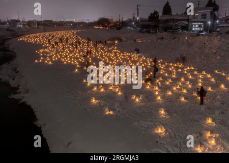 Kamakura, local winter festival, miniature snow domes(igloo), water god ...