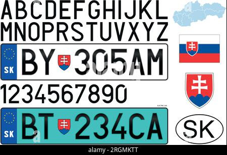 Slovakia Republic car license plate style 2023 with new font, letters ...