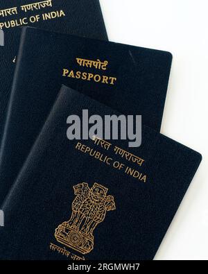 indian passport in close up with white background and space Stock Photo ...