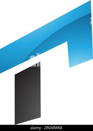 Blue and Black Rectangular Letter R Icon on a White Background Stock ...