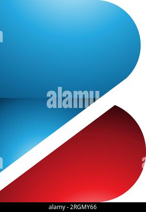 Red and Blue Glossy Bold Letter U Icon with Straight Lines on a White ...