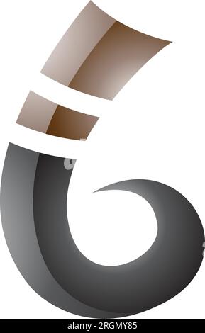 Brown and Black Curly Spike Shape Letter B Icon on a White Background ...