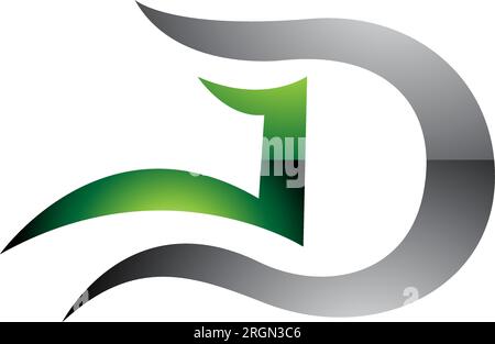 Grey and Green Letter D Icon with Wavy Curves on a White Background ...