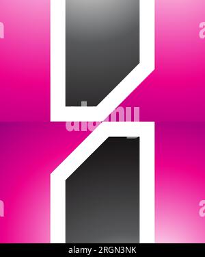 Magenta and Black Letter H Icon with Vertical Rectangles on a White ...
