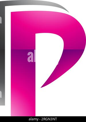 Magenta and Black Glossy Round Layered Lowercase Letter E Icon on a ...