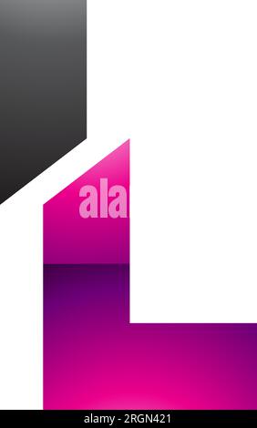 Magenta and Black Split Shaped Letter L Icon on a White Background ...