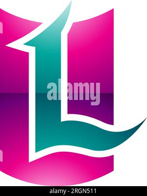 Magenta and Green Shield Shaped Letter L Icon on a White Background ...