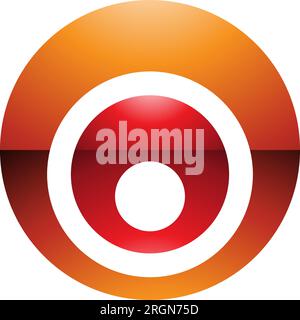 Orange and Red Letter O Icon with Nested Circles on a White Background ...