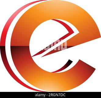 Orange and Red Round Layered Lowercase Letter E Icon on a White ...