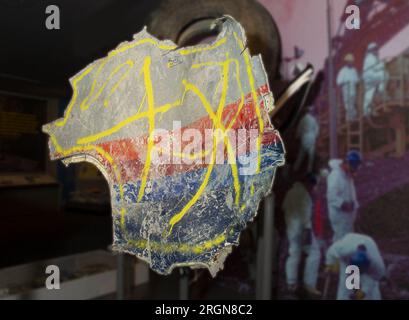 A portion of the fuselage of United Airlines Flight 175 on the roof of ...