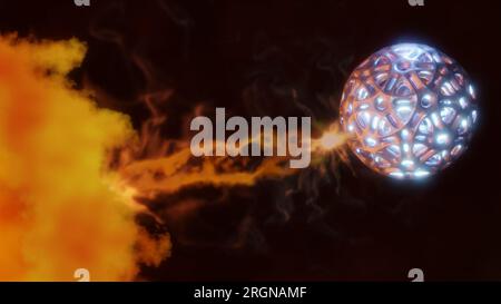 Star lifting device gathering energy from a sun. 3d render illustration ...