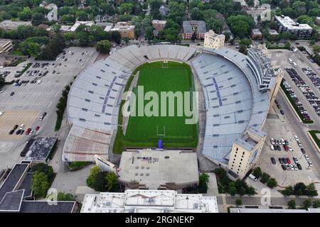 A general overall aerial view of Ryan Field on the campus of ...