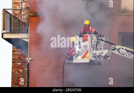Manchester UK, 11th of August 2023, A large fire, which started in the ...