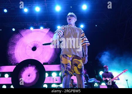 Jacopo Lazzarini aka Lazza performs live at the Grand Events Arena ...