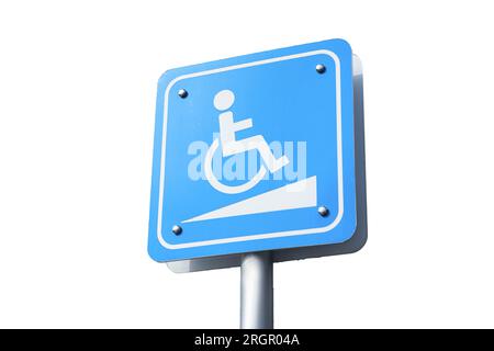 Wheelchair ramp sign. Sign that the place is equipped with a ramp for ...