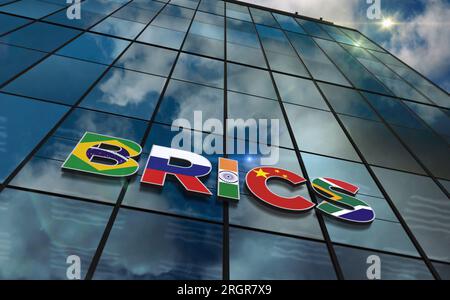 BRICS group glass building concept. Brazil Russia India China South ...