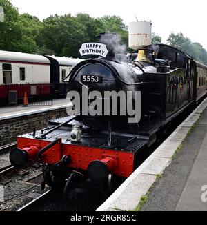 Carrying a Happy Birthday headboard GWR class 4575 'small prairie' tank ...
