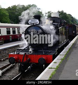 Carrying a Happy Birthday headboard GWR class 4575 'small prairie' tank ...