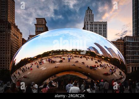 Officially called Cloud Gate but known as 'The Bean' by artist Anish Kapoor at Millennium Park ...