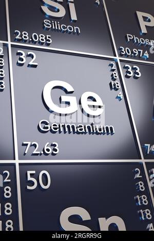 Germanium on periodic table of the elements. Metalloid with symbol Ge ...