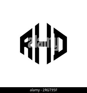 RHD letter logo design with polygon shape. RHD polygon and cube shape ...