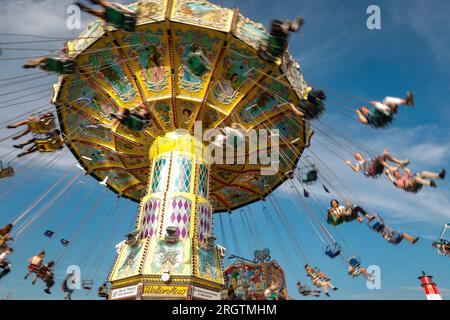 swing carousel on Cranger Kirmes, biggest funfair in North Rhine ...
